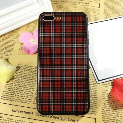 China PC+TPU Silk Grain Classical Cloth Grid Cell Phone Case Cover For iPhone 7 6s Plus for sale