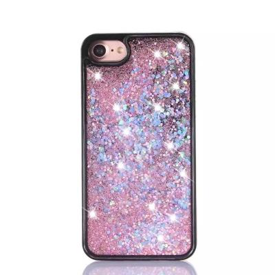 China PC+TPU Star Love Sequins Color Mix Glitter Quicksand Black Border Back Cover Cell Phone Case For iPhone 7 6s Plus for sale