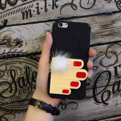 China Hard PC Creative Red Nails Fingers Small Fox Hair Ball Cell Phone Case Cover For iPhone 7 6s Plus for sale