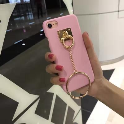 China Hard PC Korean Style Metal Buckle Big Iron Ring Circle Pendant Cell Phone Case Cover For iPhone 7 6s Plus for sale