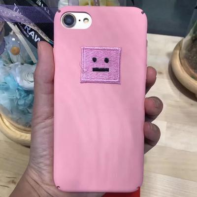 China Hard PC Frosted Small Square Cloth Stare Expression Pasted lCell Phone Case Back Cover for iPhone 7 7 plus 6s Plus for sale