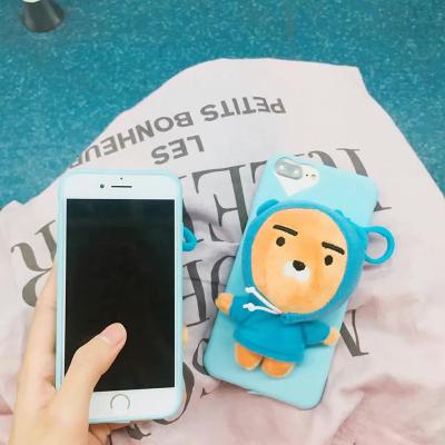 China Soft TPU Korean Cartoon Kakao 3D Plush Doll Coin Earphone Purse Cell Phone Case Back Cover For iPhone 7 Plus 6s for sale