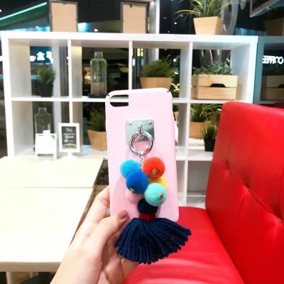 China PC DIY Metal Buckle Small Color Hairball Wool Tassel Cell Phone Case Back Cover For iPhone 7 Plus 6s for sale