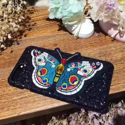 China Hard PC Korea Style Girls Beauty Butterfly Embroidery Glitter Back Cover Cell Phone Case For iPhone 7 6s Plus for sale
