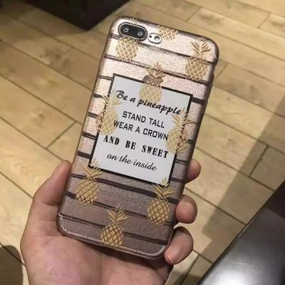 China Soft TPU Sparkling Pineapple English Words Back Cover Cell Phone Case For iPhone 7 6s Plus for sale
