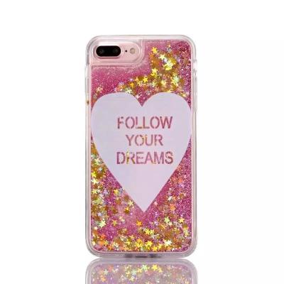 China TPU Love Shape English Word Pasted Glitter Flash Quicksand Back Cover Cell Phone Case For iPhone 7 6s Plus for sale