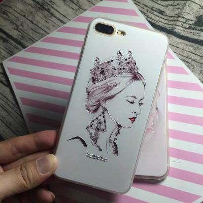 China PC+TPU Silk Skin 3D Relief Painting Elegant Lady Face Pattern Cell Phone Case Back Cover For iPhone 7 6s Plus for sale
