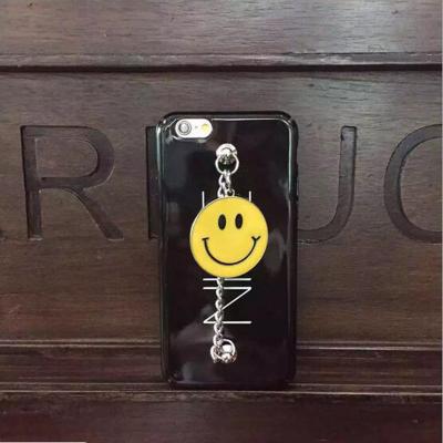 China Hard PC Frosted All-inclusive Smile Face Strap Metal Chain Back Cover Cell Phone Case For iPhone 7 6s Plus for sale