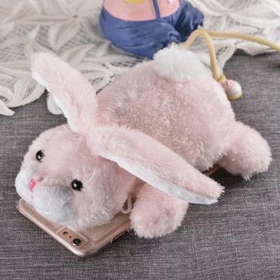 China 3D Plush Doll Stand Bracket Shoulder Bag Back Cover Cell Phone Case For iPhone 7 6s Plus with Long Metal Chian for sale
