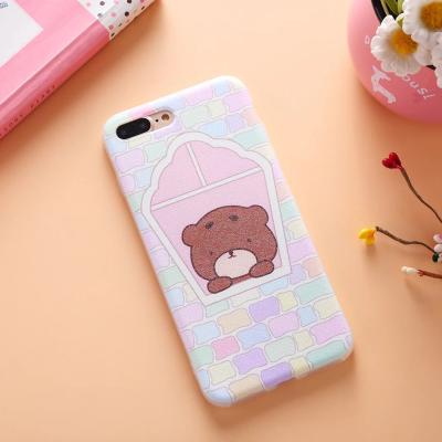 China Soft TPU Silk Grain Cartoon Colored Pattern Cell Phone Case Cover For iPhone 7 6s Plus for sale