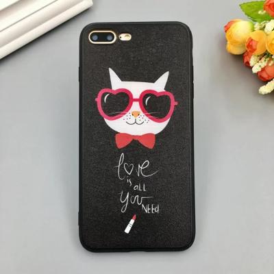 China PC+TPU Silk Grain Cool Cat Pattern Back Cover Cell Phone Case For iPhone 7 6s Plus for sale