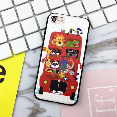 China Soft TPU Silk Grain Zoo Animals Family  Pattern Back Cover Cell Phone Case For iPhone 7 6s Plus for sale