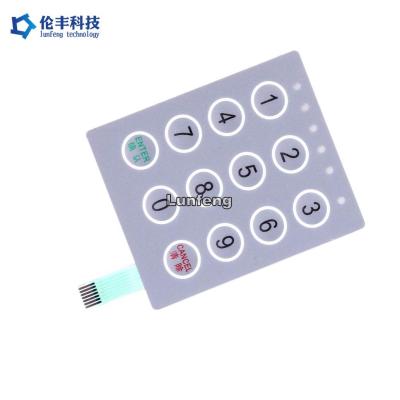 China Flat Buttons PET Membrane Switch with 3M9080 Adhesive and LED/EL Technology for sale