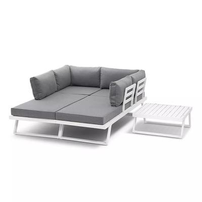 Aluminum Frame Patio Set AJUNION Modern Outdoor Furniture Daybed Sectional Lounge Set