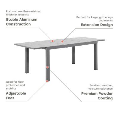 China Extendable Metal Dining Table and Chair Set for 4-8 People in Courtyard by AJUNION for sale