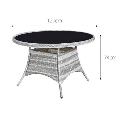 China Outdoor Furniture Set with Round Dining Table AJUNION 4 Seat Weatherproof Weave Rattan for sale