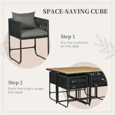 Cina Moderno design stile tavolo da pranzo pieghevole e poltrona di rattan PE mobili da patio Set da pranzo in vendita
