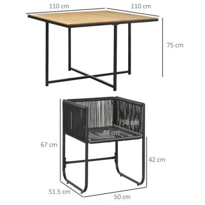 Cina Moderno design stile tavolo da pranzo pieghevole e poltrona di rattan PE mobili da patio Set da pranzo in vendita