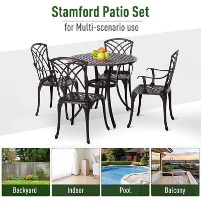 China Modern Design Style Iron Frame Cast Aluminum Dining Furniture Set with Round Table for sale