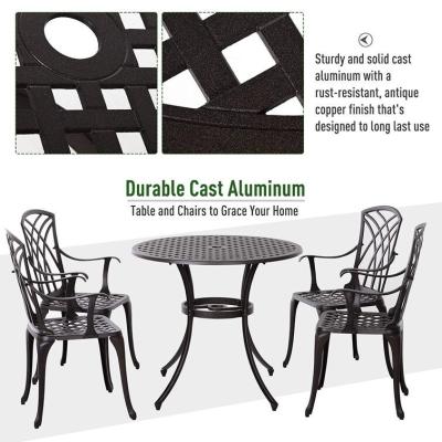 China Modern Design Style Iron Frame Cast Aluminum Dining Furniture Set with Round Table for sale