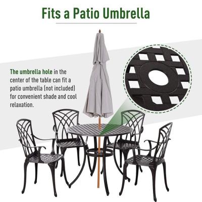 China Modern Design Style Iron Frame Cast Aluminum Dining Furniture Set with Round Table for sale