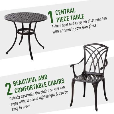 China Modern Design Style Iron Frame Cast Aluminum Dining Furniture Set with Round Table for sale