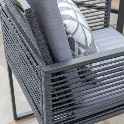 China Conjunto de móveis de jardim artesanal de corda de alumínio para design de economia de espaço ao ar livre à venda
