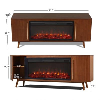 China Electric Fireplace TV Stand with Adjustable Thermostat and NO App-Controlled by AJUNION for sale