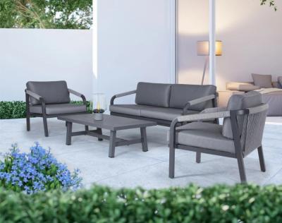 China Waterproof Polyster Fabric Outdoor Furniture Garden Rope Weave Sofa Patio Lounge Set for sale