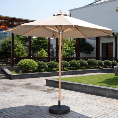 China Houten paal buitentuin zonnestroon parasol voor patio villa restaurant hotel Te koop