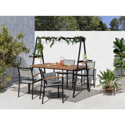 Ensemble de jardin en métal AJUNION Conception moderne 4 sièges Ensemble de salle à manger extérieure pour meubles de patio