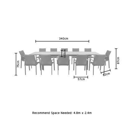 Cina Set da pranzo estensibile in legno di teak per 12 posti in vendita
