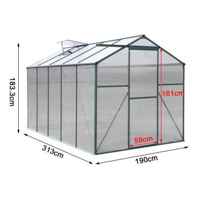 China 10x6 ft Transparent Garden Greenhouse Polycarbonate with 2 Vents Shed Type Transparent for sale