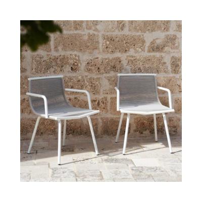 China Metal Minimalist Garden Set AJUNION Aluminum Dining Chair Rope Weave Outdoor Furniture for sale