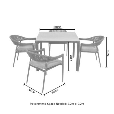 中国 スタイリッシュな屋外食堂セット メタルフレームとロープ織りアームチェア L 57 x W60 x H74cm 販売のため