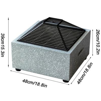 China 3 in 1 Square Wood Burning Firepit Charcoal BBQ Grill Table Combo for Outdoor Product for sale