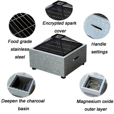 China 3 in 1 Square Wood Burning Firepit Charcoal BBQ Grill Table Combo for Outdoor Product for sale