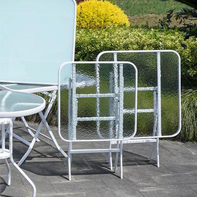 China Buitenrestaurant Balkon Cafe Patio Tuin Set Rattan stoel en kleine witte vierkante tafel Te koop
