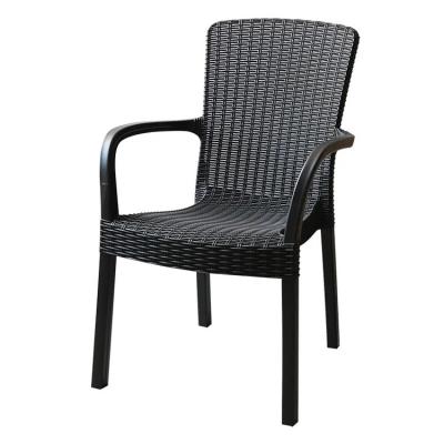 China Leisure Outdoor High Back Stackable Plastic Armchair for Villa Patio Garden Coffee Dining for sale
