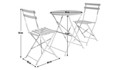 China Stilvolles Metall-Stahl-Garten-Set für Terrasse Garten-Cottage W80xD68xH82cm Outdoor Bistro-Set zu verkaufen