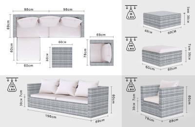 China Mail Packing Y AJUNION Wicker Rattan Garden Sofa Set Outdoor Furniture Sectional for sale