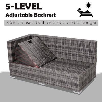China AJUNION 3-teiliges Gartensofa aus Rattan mit verstellbarer Rückenlehne und Stahlrohrrahmen zu verkaufen