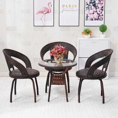 China Nordic Outdoor Leisure Woven PE Rattan Wicker Table and Chair Set for Garden Furniture for sale