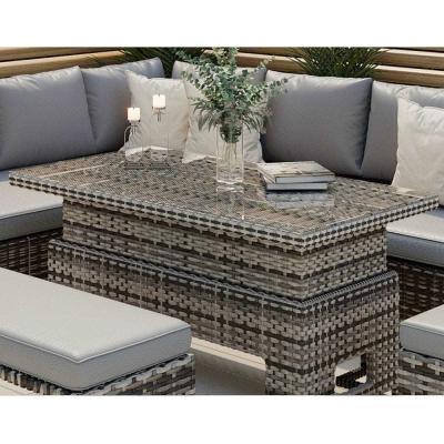 Cina AJUNION Mobili da giardino in rotino PE Set con tavolo da pranzo a sbalzo L96xW49xH35cm in vendita
