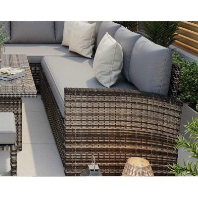 Cina AJUNION Mobili da giardino in rotino PE Set con tavolo da pranzo a sbalzo L96xW49xH35cm in vendita