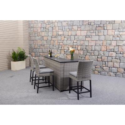 China PE Wicker Rattan Outdoor High Bar Chair e Set de Mesa para Mobiliário de Jantar Moderno à venda