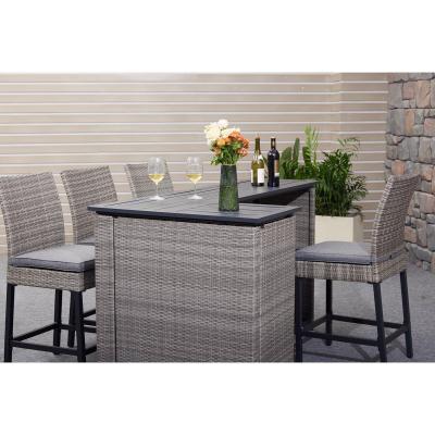 China PE Wicker Rattan Outdoor High Bar Chair e Set de Mesa para Mobiliário de Jantar Moderno à venda