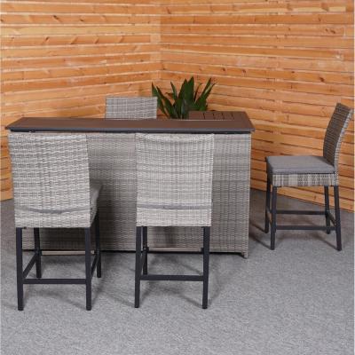 China PE Wicker Rattan Outdoor High Bar Chair e Set de Mesa para Mobiliário de Jantar Moderno à venda
