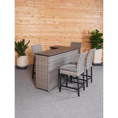China PE Wicker Rattan Outdoor High Bar Chair e Set de Mesa para Mobiliário de Jantar Moderno à venda