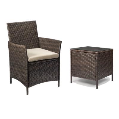 China Outdoor Furniture Set with Stackable Armchairs and Synthetic Rattan Wicker Chairs for sale